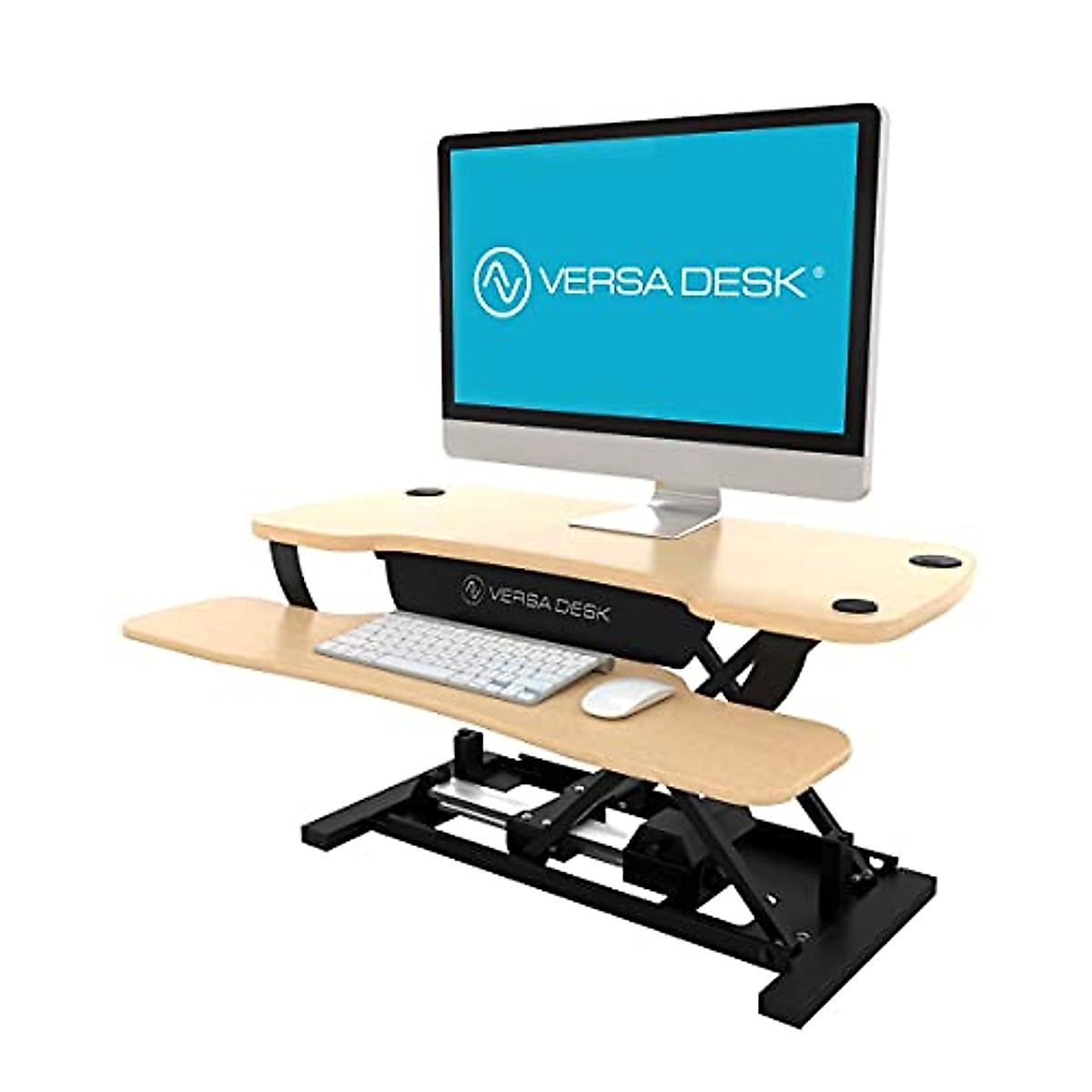 Power Pro Electric Height-Adjustable Desk Riser by VersaTables | USA Manufactured | Standing Desk Converter | Sit to Stand Desktop with Keyboard + Mouse Tray | 36"x 24" | Black