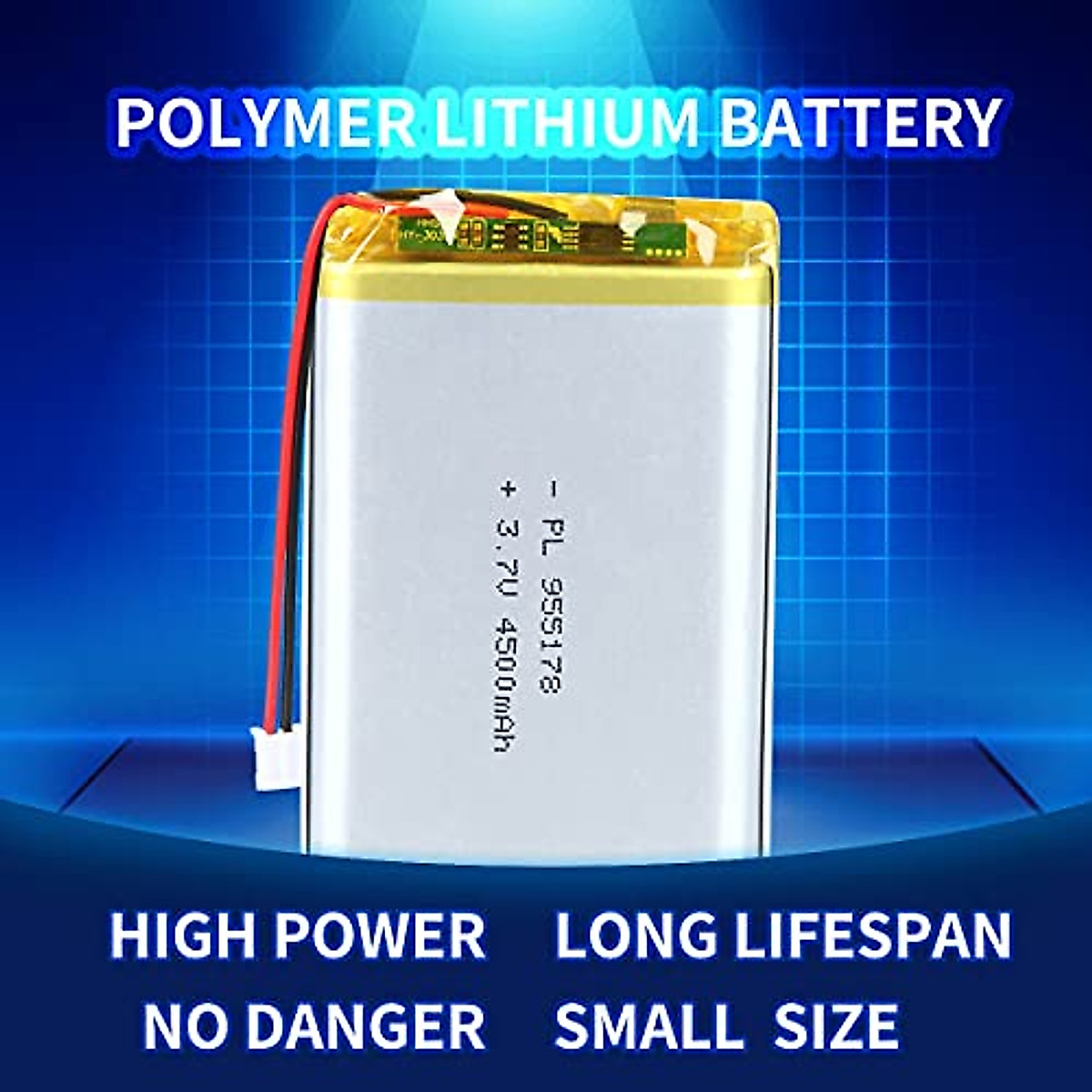 YTKavq 3.7v 4500mah 955178 Lithium Polymer Ion Battery Rechargeable Lipo Battery with PH 2.0mm Pitch Connector