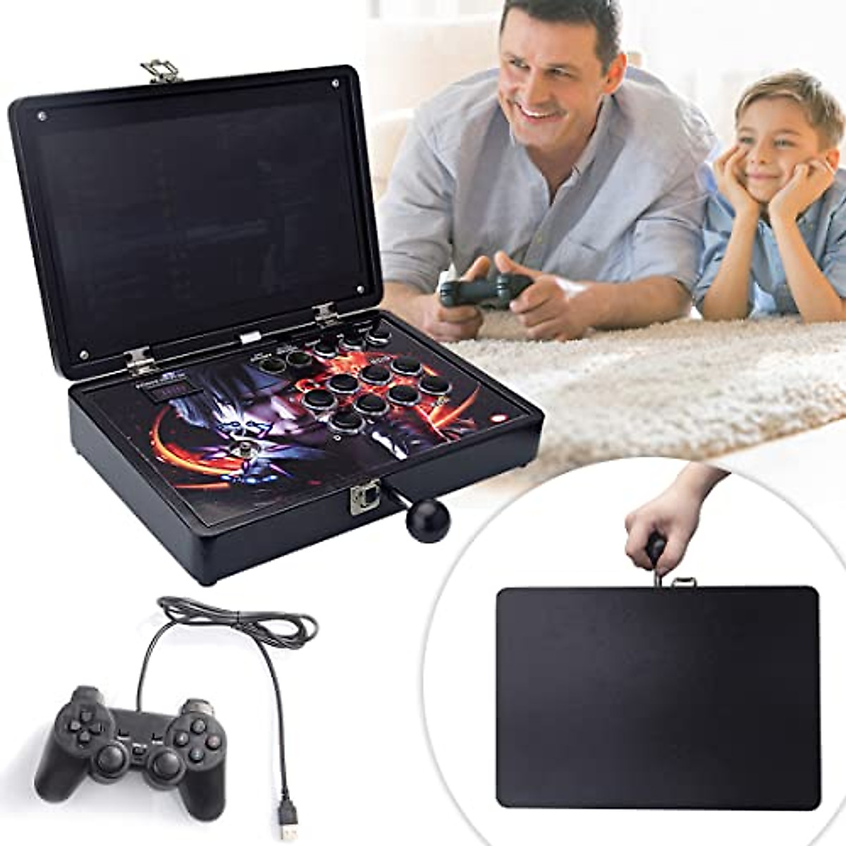 Pandora Plus Handheld Retro Game Console 13000 Games, 14-inch IPS Screen Portable Arcade Rechargeable Games Emulators for Kids and Adults (UK Plug)