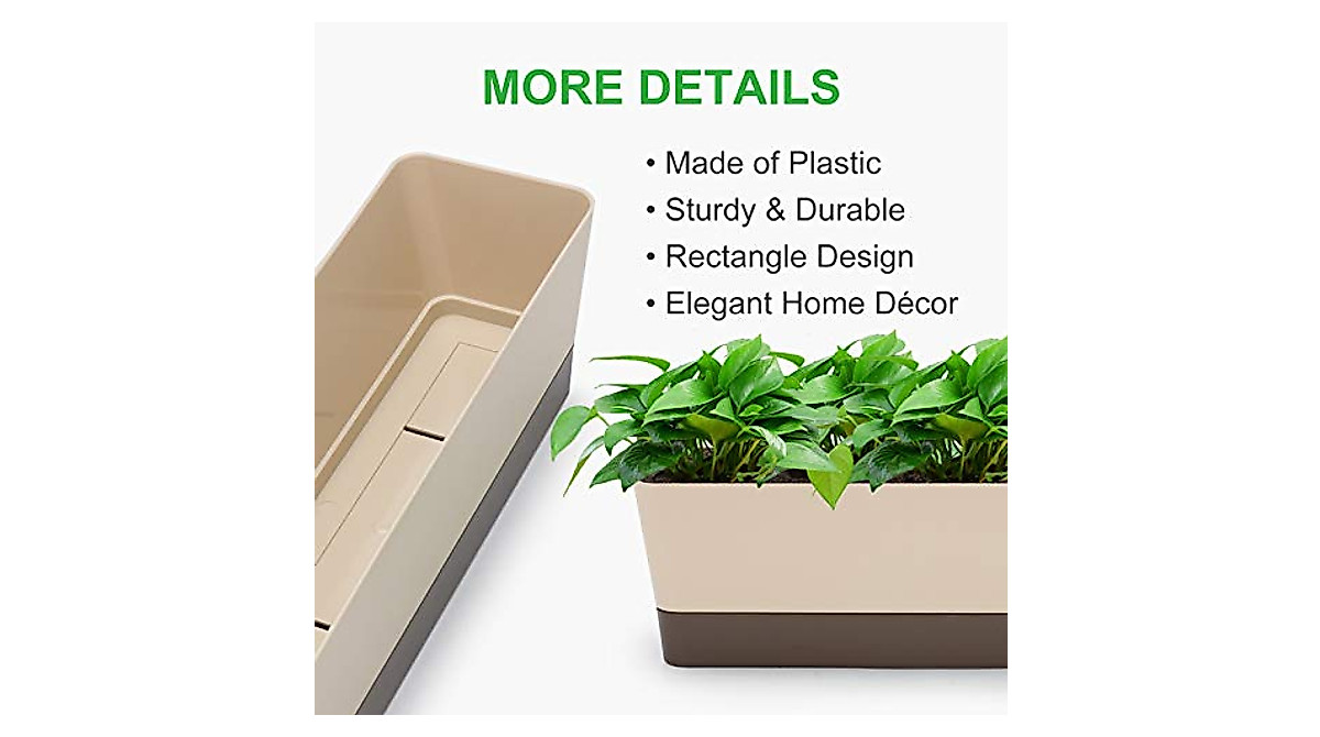 GROWNEER 12" Window Boxes - Planters for Indoor/Outdoor