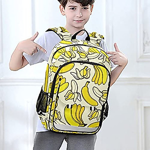 Glaphy Yellow Banana Backpack School Bag Lightweight Laptop Backpacks Students Travel Daypack with Reflective Stripes
