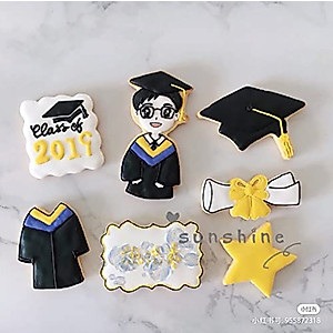 4 Pieces Graduation Cookie Cutters, Stainless Steel Molds Graduation Cap, Gown, Diploma, Medallion Shapes for High School College Party Supplies