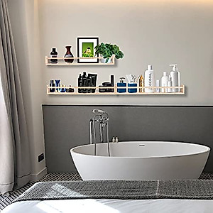 MBYD 36 Inch Wall Bookshelf Set of 3 Same Dimensions, Handmade Natural Wood Floating Bookshelves, Nursery Shelves, Kitchen Spice Rack or Bathroom Organizer