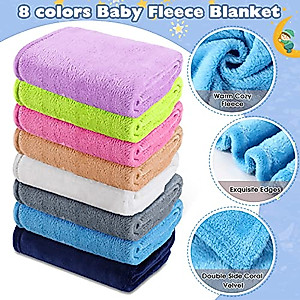 8 Pcs Fuzzy Baby Blankets 30 x 40 Soft Warm Plush Newborn Blankets Receiving Essentials Toddler Infant Boys Girls Gifts Nursery Swaddling Cozy Kid Daycare Cot Blankets for Crib Stroller Nap Outdoor