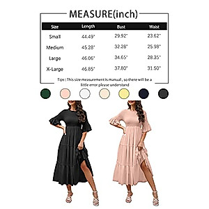 LILLUSORY Women's Black Funeral Dress 2023 Summer Trendy Casual Smocked Long Ruffle Tiered Flowy Midi Maxi Boho Dresses with Sleeves Black