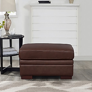 Hydeline Dillon Top Grain Leather Sofa Couch, 96", Cinnamon Brown, Feather Down, Memory Foam and Springs Seating