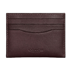 Coach Flat Card Case in Sport Calf, MAHOGANY, One Size