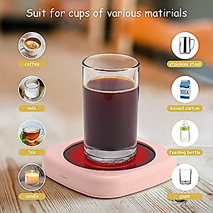 Bsigo Smart Coffee Mug Warmer & Cute Cat Glass Mug Set, Beverage Warmer for Desk Office, Cup Warmer Plate for Milk Tea Water with Two Temperature Setting(Up to 140℉/ 60℃), 8 Hour Auto Shut Off, Clear