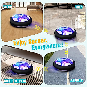 Hover Soccer Ball Boy Toys, Soccer Gifts for 3 4 5 6 7 8+ Year Old Boys Girls, Rechargeable Air Floating Soccer with LED Light and Upgraded Foam Bumper, Indoor Birthday Gifts for Kids Age 3-12