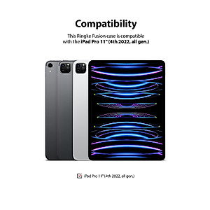 Ringke Fusion [Case + Pencil Holder] Compatible with iPad Pro 11 Inch Case (4th 2022, 3rd 2021, 2nd 2020, 1st 2018) Transparent Hard Back Shockproof Double Air Pocket Bumper - Clear