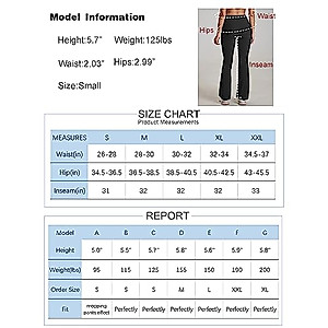 Pinspark Women's Ribbed Bootcut Yoga Pants with Pockets High Waisted 31" Lenght Pants Elastic Leggings Flare Workout Pants Black M