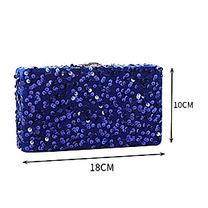 square Sequins Cocktail Wedding Engagement Handbag Evening Bag Purse Clutch Pouch7.09' x 3.94' x 1.97'(inch) (Blue)
