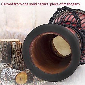 Djembe Drum, AKLOT African Drum Hand-Carved 9.5'' x 20'' Mahogany Goatskin Drumhead for Adults Beginners (Red)