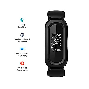 Fitbit Ace 3 Activity Tracker for Kids 6+ One Size, Black/Racer Red