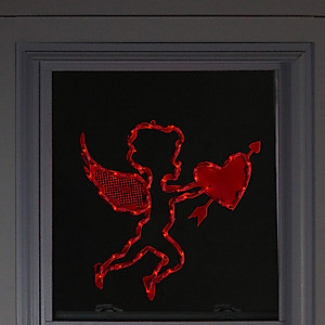 17" Lighted Red Cupid with Heart Valentine's Day Window Silhouette Decoration