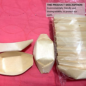 Hemoton 150 Pcs Sushi Boat Wood Serving Boats Small Plates Wooden Food Boat Banana Leaf Plates Wooden Plates Sashimi Plate Disposable Plates Disposable Food Containers Delicatessen Snack