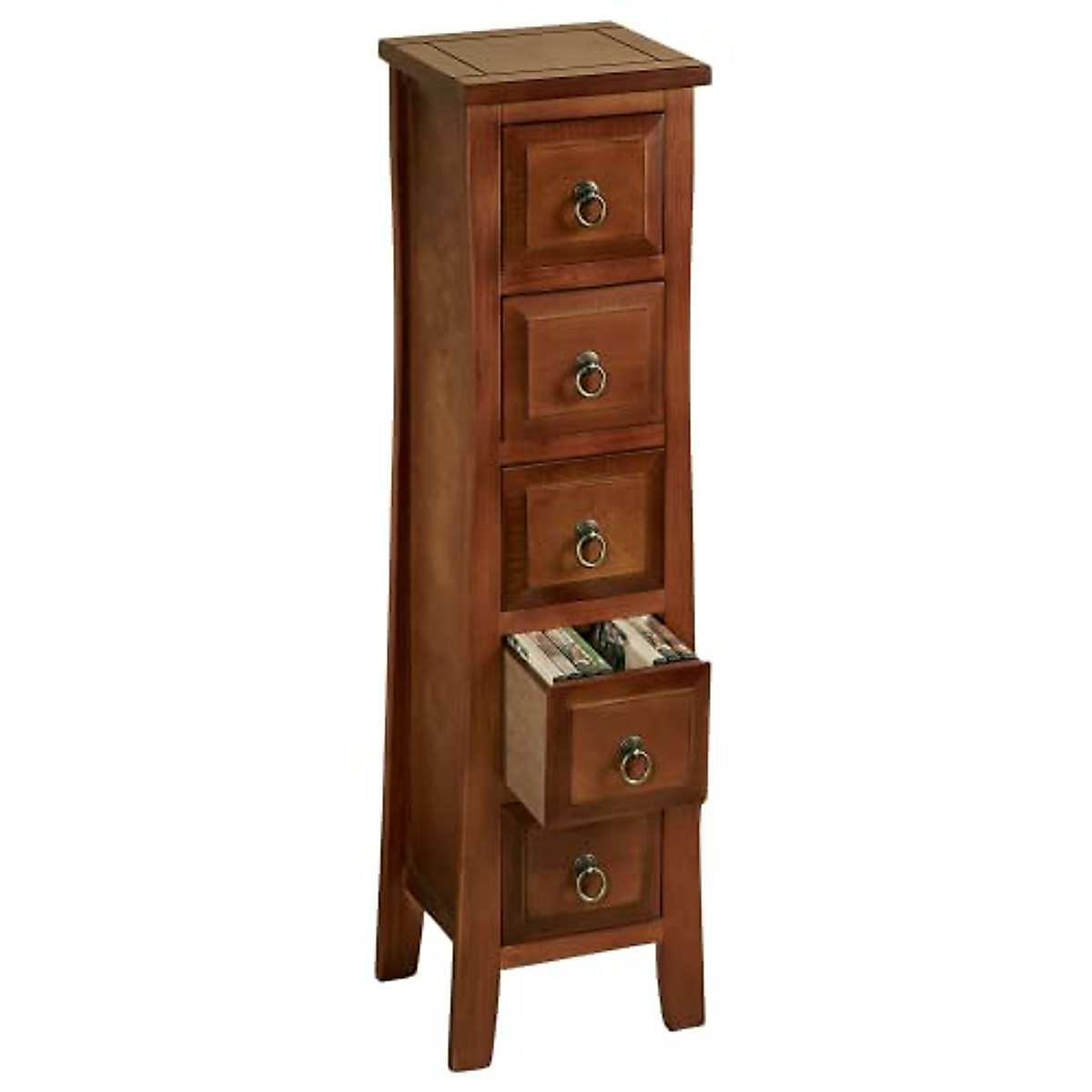 Touch of Class Pesaro II Storage Cabinet Regal Walnut Five Drawer - Made of Wood - Narrow, Vertical - Elegant Furniture for Bedroom, Living Room, Office - Functional Furnishing