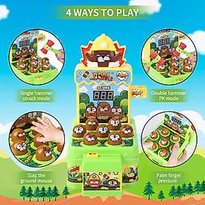 EOKKTOY Arcade Game Mole Toy,Interactive Pounding Toy, Fun Gift for Age 3 4 5 6 7 8+ Years Old Kids,2 Hammers & 12 Game Currency Included, Cartoon Mole Style Fun Halloween Toy with Sound & Light