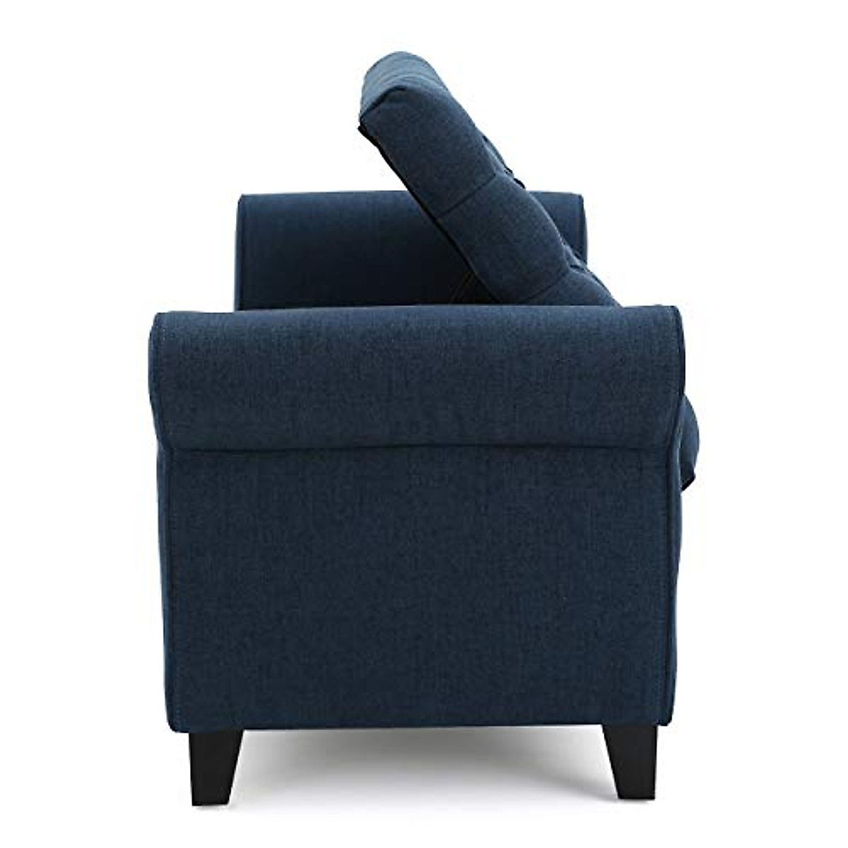 Christopher Knight Home Keiko Fabric Armed Storage Bench, Dark Blue, Dimensions: 19.75”D x 50.00”W x 20.5”H
