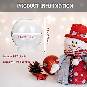 10 Pieces 3.6 Inch/91mm Plastic Snow Globe Clear Plastic Water Globe Fillable Snow Globe with Screw Off Cap for DIY Crafts Christmas Home Decoration