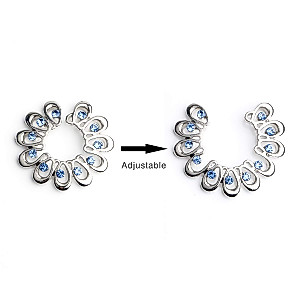 CrazyPiercing 1Pair Surgical Steel Blue Faux Crysta Tribal Floral Clip on Non-Pierce Fake Nipple Ring (Blue)