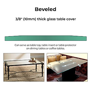 Fab Glass and Mirror 24" X 36" Inch Rectangle 3/8" Thick Tempered Beveled Edge Polish Radius Corners Glass Table Top, Clear