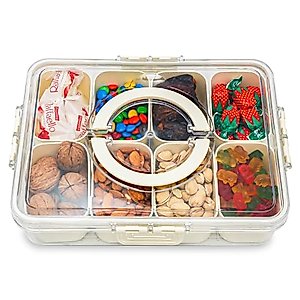 Avaton Snackle Box Container, Divided Serving Tray With Lid, Snack Box Container for Veggie, Fruits, Candy, Nuts, Snacks - Perfect For Picnic, Party