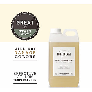 Fer à Cheval Concentrated Laundry Liquid, Allergen Free with Marseille Soap Laundry Detergent Liquid, Organic Washing Detergent Laundry Soap, Fresh Spring, 2L/67.6oz