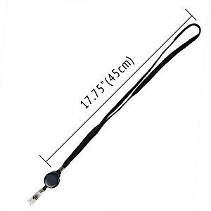 CarryLuxe Lanyard with ID Holder Sets (Black,2 Pack)- Flat Polyester ID Lanyard with Retractable Badge Reel & Vinyl Name Badge Holder