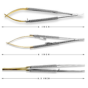 SURGICAL ONLINE Premium Grade Castroviejo Micro Forceps, Scissors Set - Versatile Microsurgical Instrument, Corrosion Resistant Stainless Steel, Tungsten Carbide