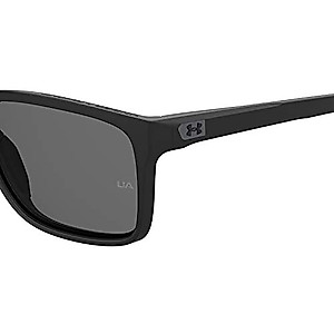 UA Hustle Rectangular Sunglasses, Matte Black Frame w/ Polarized Gray Lenses