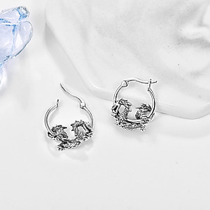 Dragon Hoop Earrings Dragon Huggie Hoop Earrings 925 Sterling Silver Dragon Huggie Hoop Earrings Animal Jewelry Gifts For Women Girls