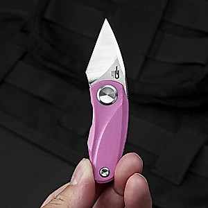 BESTECH KNIVES Pink Folding Pocket Knife: 1.53" 14C28N Steel Stain Stonewash Tanto Blade, G10 Handle, Front Flipper Liner Lock, EDC Gift for Wife Mother Sister (BG38E Pink)