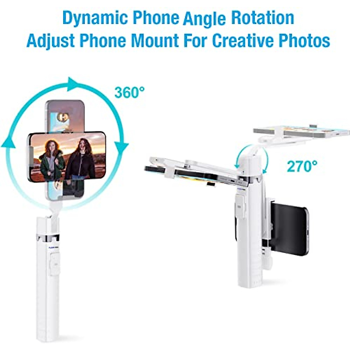 Fugetek 40'' Quadrapod Lighted Selfie Stick Stand, Lightweight 7oz, Wireless Bluetooth Remote, Patented Ultra Stable 4 Legs, 3 Onboard Light Modes, Compatible with iPhone & Android (White)
