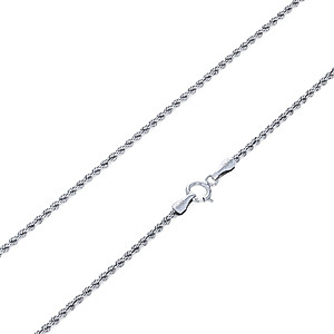 Nuragold 10k White Gold Dainty 1.5mm Rope Chain Diamond Cut Womens Mens Pendant Necklace, 14" 16" 18" 20" 22" 24" 26"