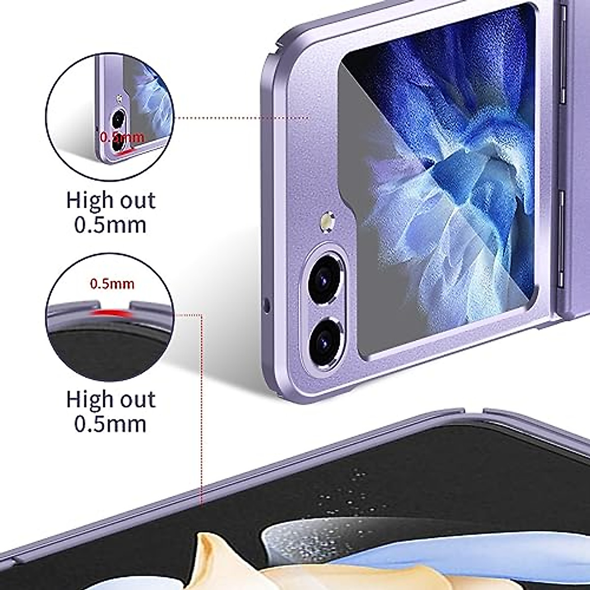 Cell Phone Case Compatible with Samsung Galaxy Z Flip 5 Case with Hinge Protection,Slim Thin Shockproof Hard Full-Body Protective Phone Case Cover for Flip5 5G Phone Smart Device Case and Cover Bundle