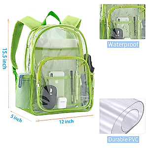 BAJNOKOU Clear Backpack Heavy Duty Pvc Bookbag for School - See Through Transparent Stadium Approved Backpacks for Women Concert Sport Venues Work Travel,Lemon green
