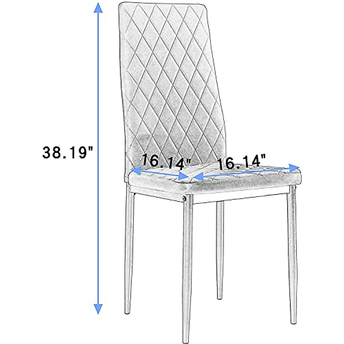 Meihua Dining Chairs Set of 4 for Dining Room, Kitchen Modern Metal Chairs with Upholstered Cushion PU Leather (Black)