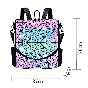 DBMGB Irregular Geometric Luminous Backpack Bag, Reflective Handbags, Noctilucent Totes Shopping Rucksack, Grid Knapsack, for Lady Womens Girls Men,Color 1