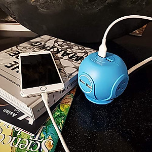 Accell Power Cutie - Compact Surge Protector with 3 Tamper Resistant 540J Surge Protected AC outlets and 4 USB-A Charging Ports, 6ft Cord, Yellow (D080B-049E)