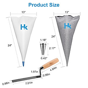 HK Grout Bag for Masonry and Tile Grouting, 13" by 24" Modern Grout Sealer with Pointing Tips for Mosaic Bricks Ceramic Small Joint with Heavy Duty Cement Concrete Mortar Applicator Tool Brick Jointer