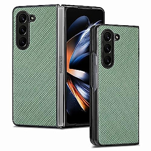 Phone Flip Case Carbon Fiber Cover Compatible with Samsung Galaxy Z Fold 5 Case PU Leather + Hard PC Shell Ultra Thin Slim Durable Protective Case Slim Case Compatible with Galaxy Z Fold 5 phone prote