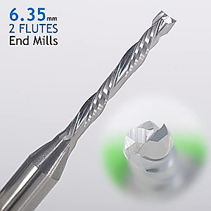 HOZLY Spiral Router Bits Up&Down Compression Bit 1/8 inch Cutting Diameter, 1/4 inch Shank HRC55 Solid Carbide CNC End Mill for Wood Carving Engraving Grinding