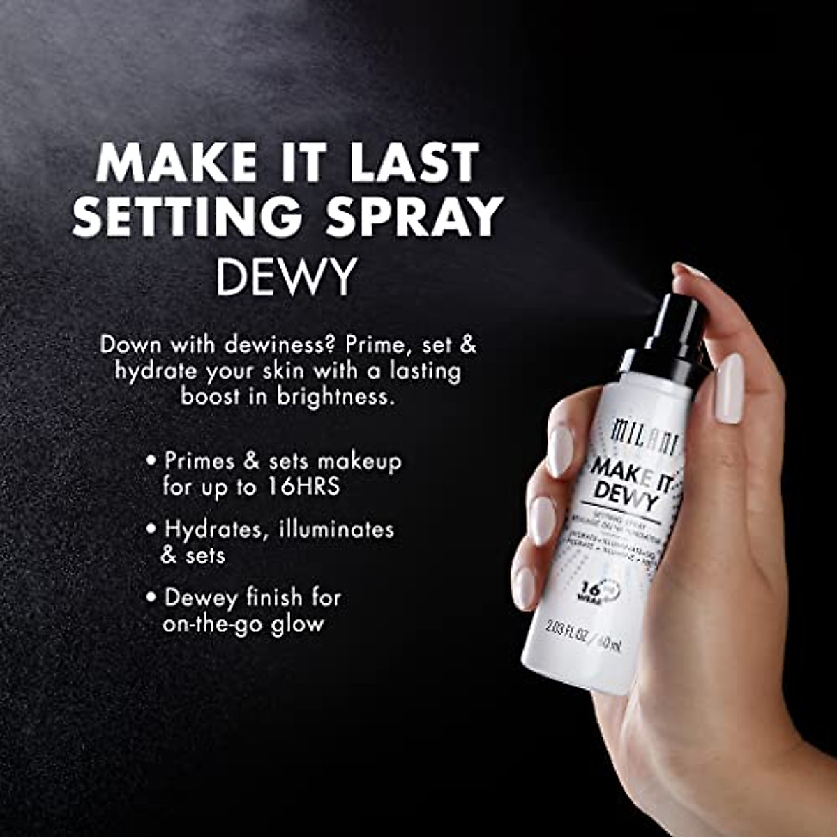 Milani Make It Dewy 3-In-1 Setting Spray - Hydrate + Illuminate + Set (2.03 Fl. Oz.) Cruelty-Free Makeup Setting Spray - Prime & Hydrate Skin for a Bright, Refreshing Look
