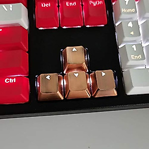 HFSECURITY Bronze QWERASDF Pure Metal Keycaps for Cherry Mx Switch Mechanical Gaming Keyboard Handmade Frosted Feel Backlit Metal Key Caps (Arrowmetalkeycaps)