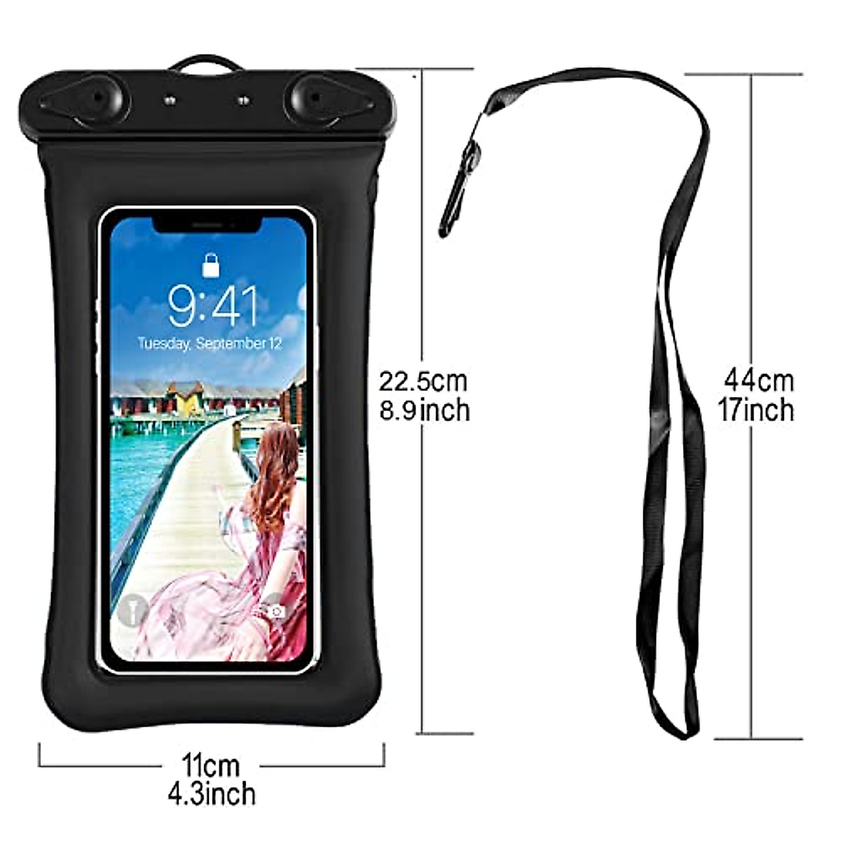 Syking Floating Waterproof Pouch Cellphone Dry Bag Case for Samsung Galaxy Note 20 Ultra S22 Plus S21 S10e S9 Note 10+ A03S A02S A13 A32 A42 A52 A02 A11 A21 A51 A71 5G iPhone 13 12 Pro Max 11 XR-Black
