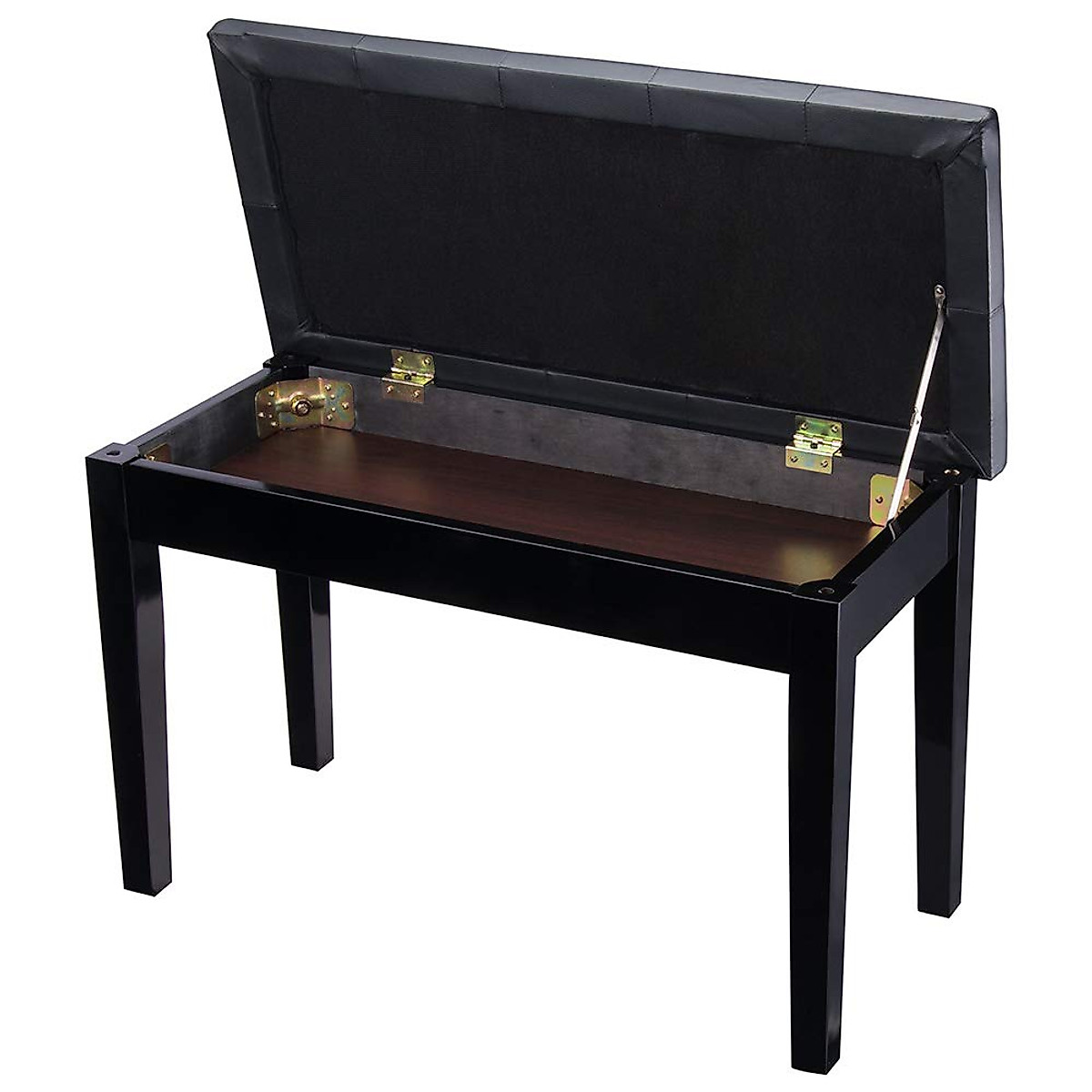 AW Piano Bench Stool Dual Leather Padded Keyboard Organ Duet Chair Seat Double Throne Storage Capacity 400 lbs 29.3x13.3x19 Black