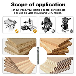 FivePears Up Cut Spiral Router Bit for CNC, 1/4 inch Cutting Diameter and 1 inch Cutting Length 1/4 inch Shank Carbide End Mill Router Bit for Wood Carving Engraving Grinding Grooving