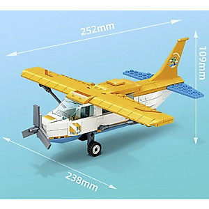 General Jim's Yellow Sightseeing Airplane and Service Vehicle 347 Piece Modular Building Block Bricks Toy Set - for Teens and Adults