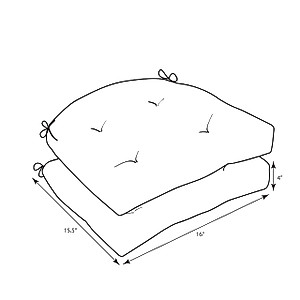 Pillow Perfect Speedy Solid Indoor/Outdoor Reversible Patio Chairpad with Ties Weather and Fade Resistant, 15.5" x 16", Yellow, 2 Count